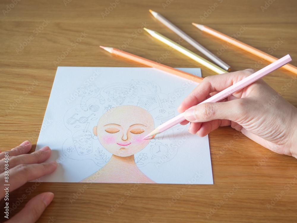 hand drawing people head chakra body mind mental health healing ...