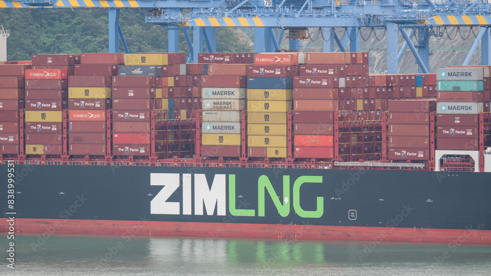 Busan, South Korea - 10.01.2023: ZIM Mound Denali LNG fuel powered ...