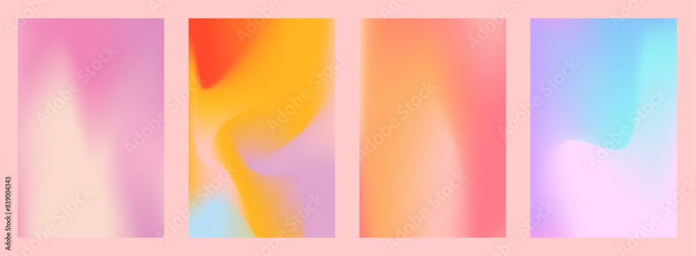 Peach gradient background set with abstract wave. Nude, peach and ...