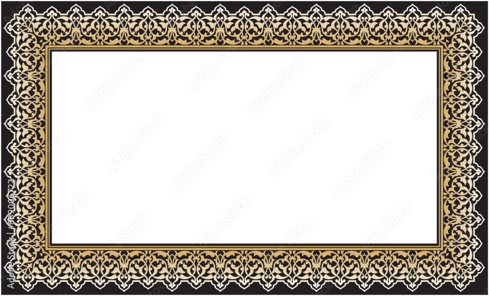 Vector illustration for frame border, rectangular shape. Eastern style ...