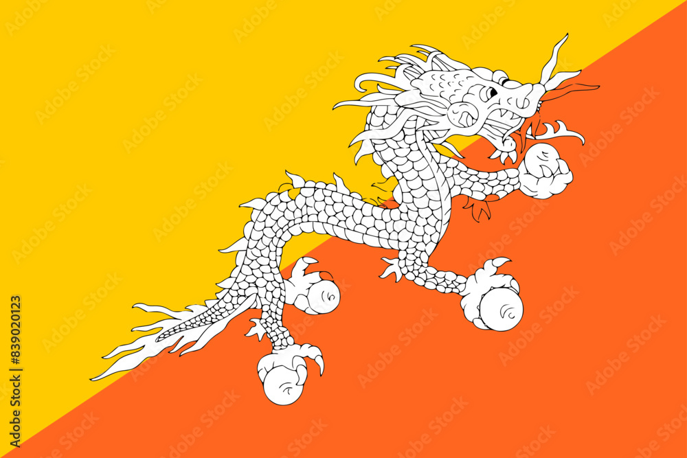 Flag of Bhutan. Vector and illustration. Accurate dimensions, element ...