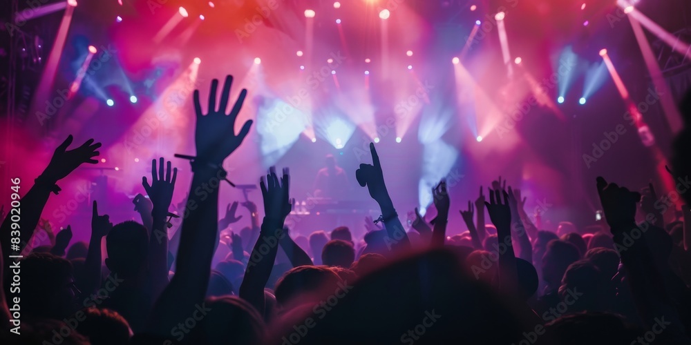 Vibrant Neon Lights and Futuristic Effects at Music Concert and Dance ...