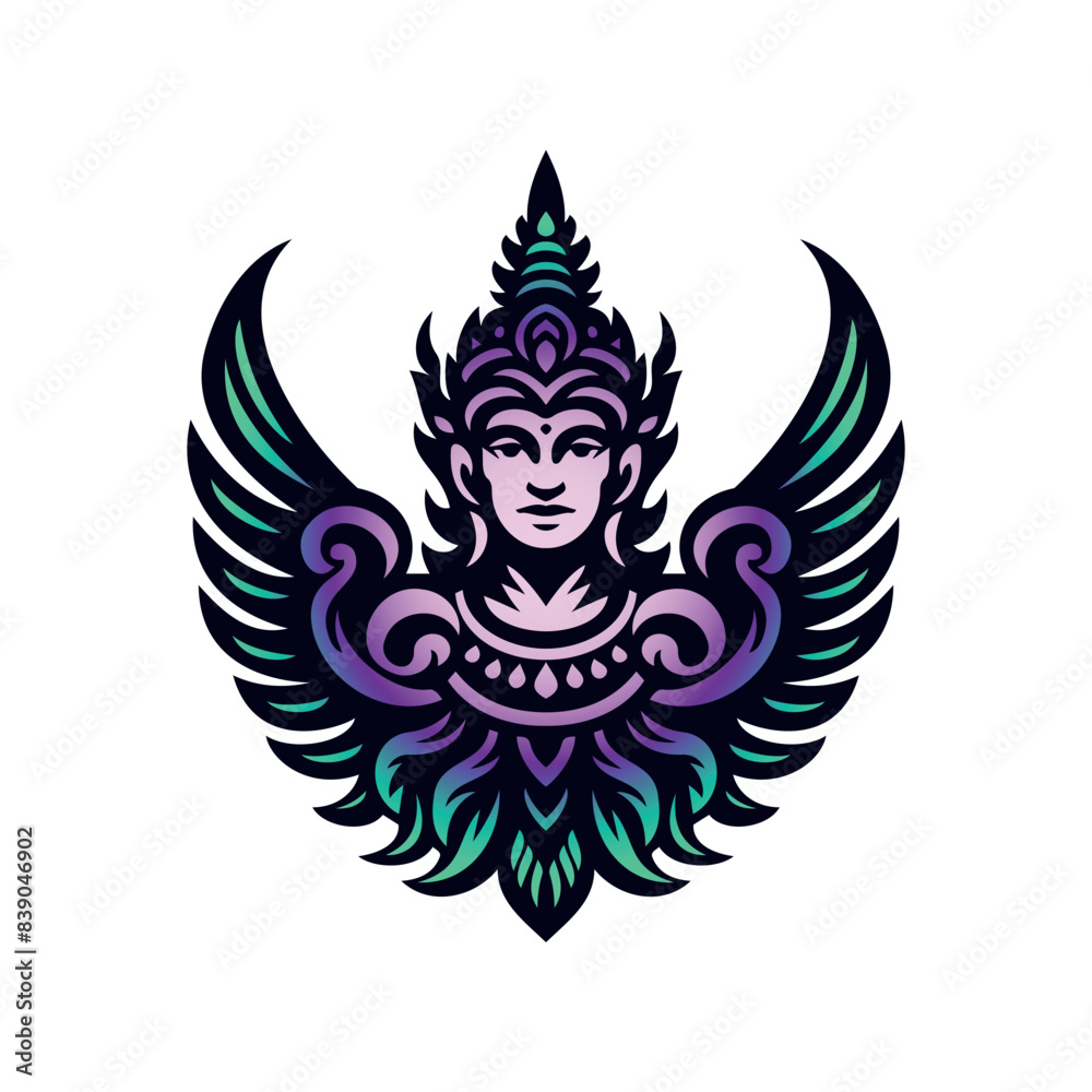 Garuda Illustration in Vibrant Gradient Color Isolated Background ...