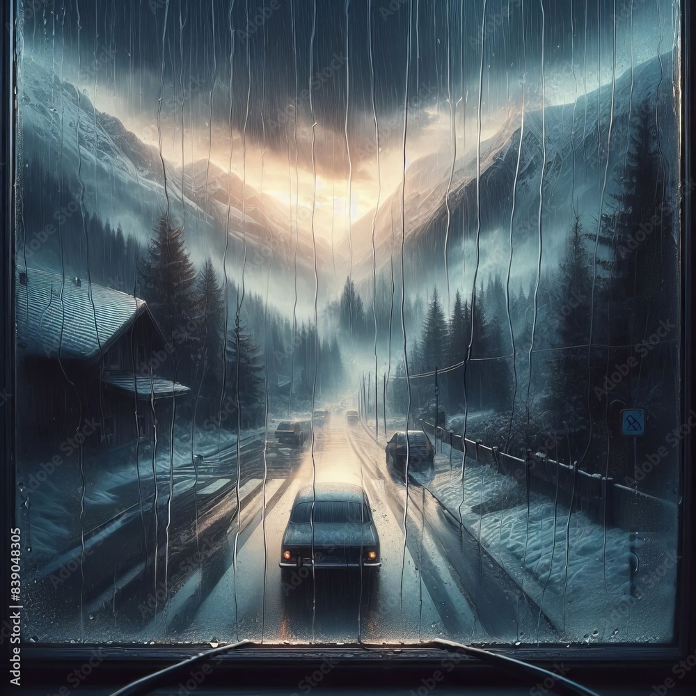 213 98. Wet surface of a glass window pane after a storm - revea Stock ...