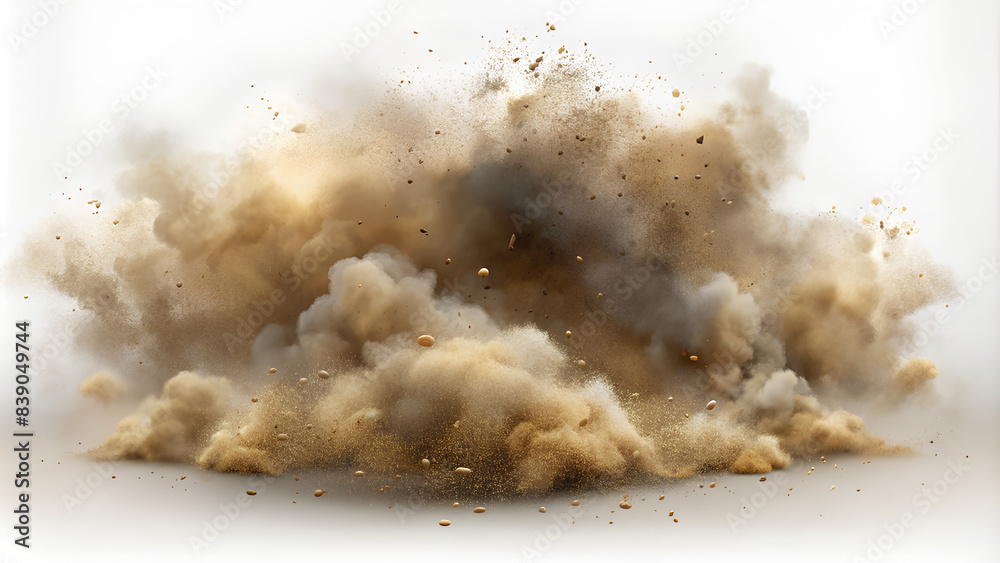 cigarette smoke, smog, soil and sand particles. isolated on white ...