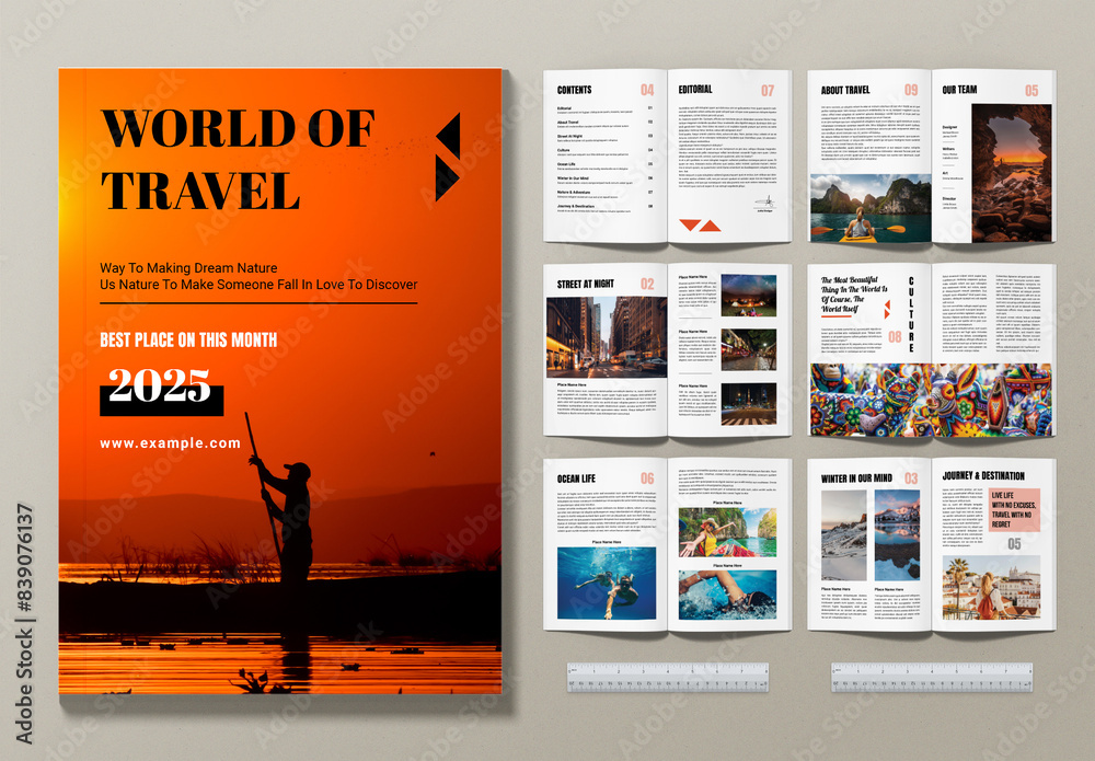 Travel Magazine Layout Stock Template | Adobe Stock