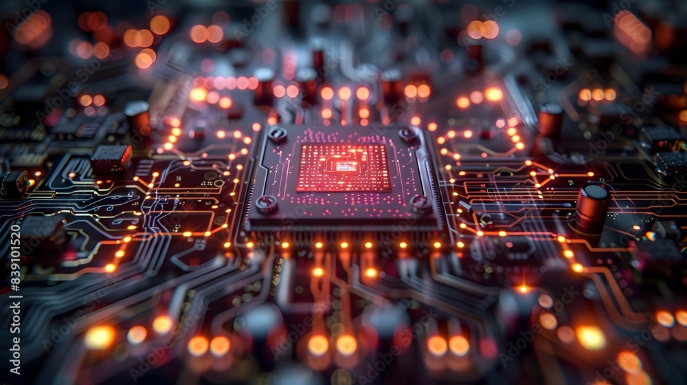 ภาพประกอบสต็อก Abstract representation of a quantum computing system ...