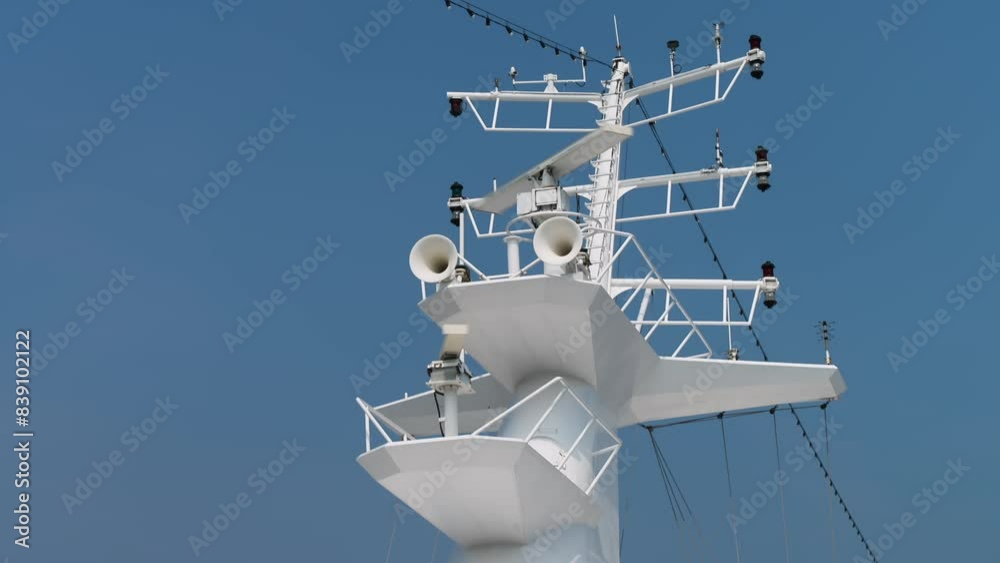 Navigation System on Upper Deck of Cruise Liner, Ship Radar Cruise Ship ...