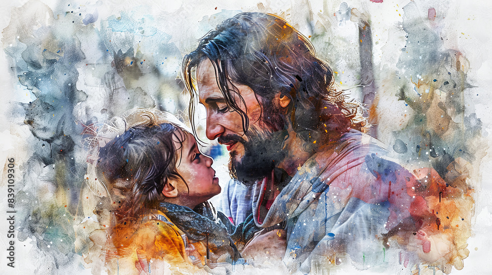 Digital watercolor painting of Jesus Watercolor painting, Jesus ...