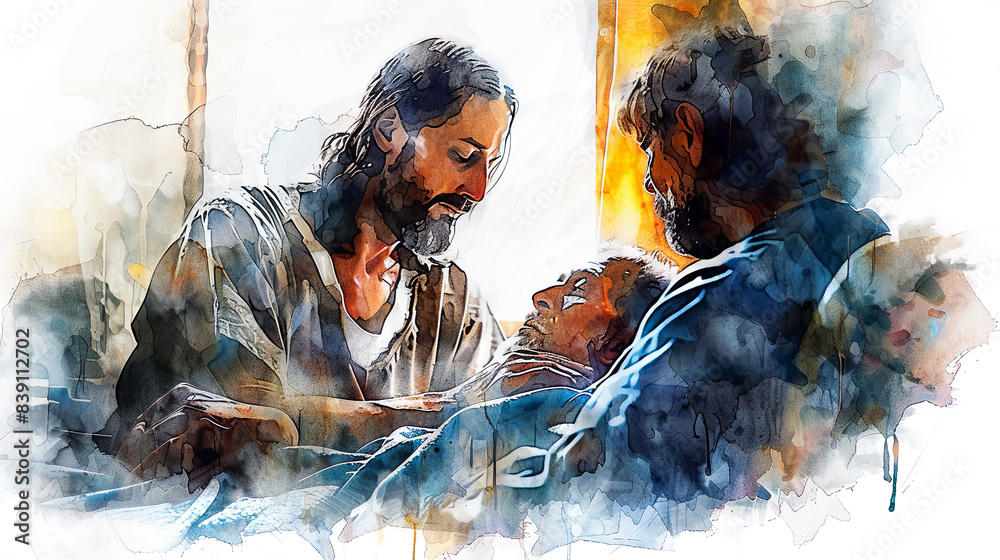 Digital watercolor painting of Jesus Watercolor painting, Jesus ...