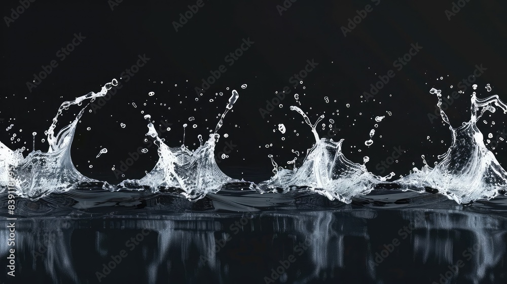 Water drops on a black background ,Shallow depth of field ,Water splash ...