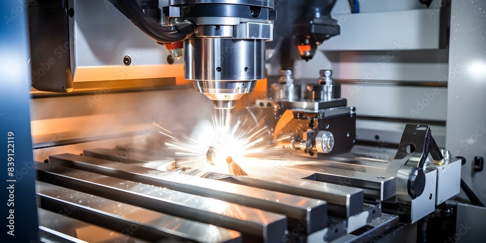 CNC milling machine creating injection mold parts using endmill tools ...