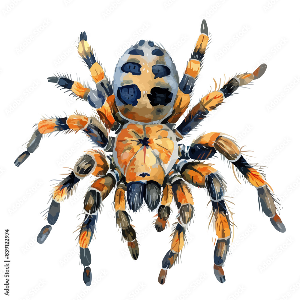 Watercolor painting of a tarantula (spider), isolated on a white ...