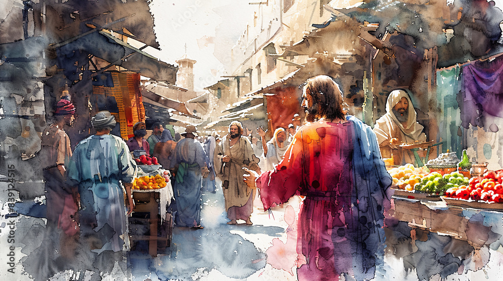 Digital watercolor painting of Jesus Watercolor painting, Jesus healing ...