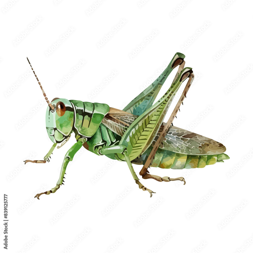 Watercolor painting of a Grasshopper, isolated on a white background ...