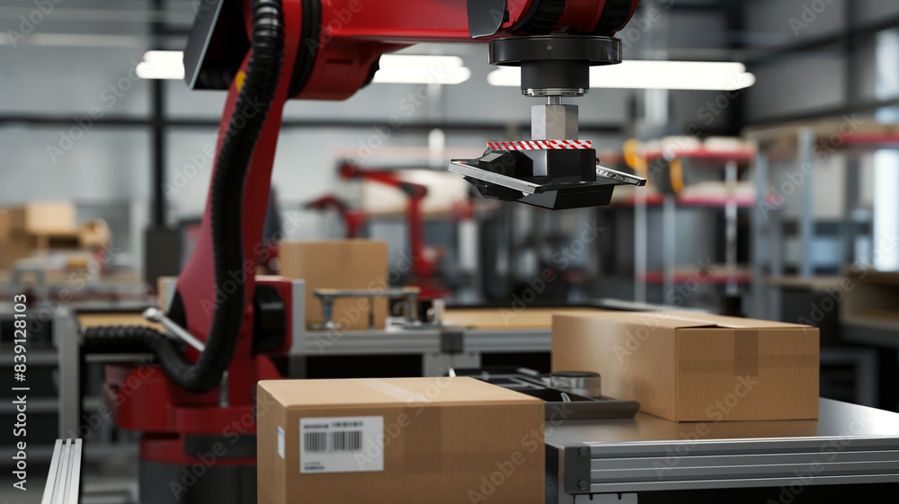 Business and innovative technology. The robot arm is used in the ...