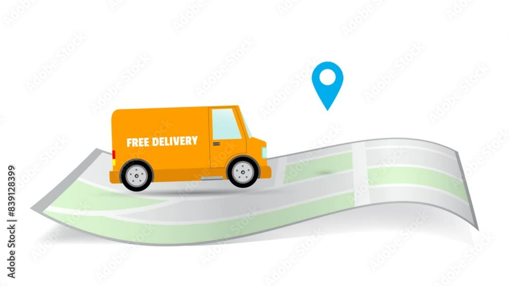 Delivery service transportation truck cartoon Animated. Logistic cargo ...