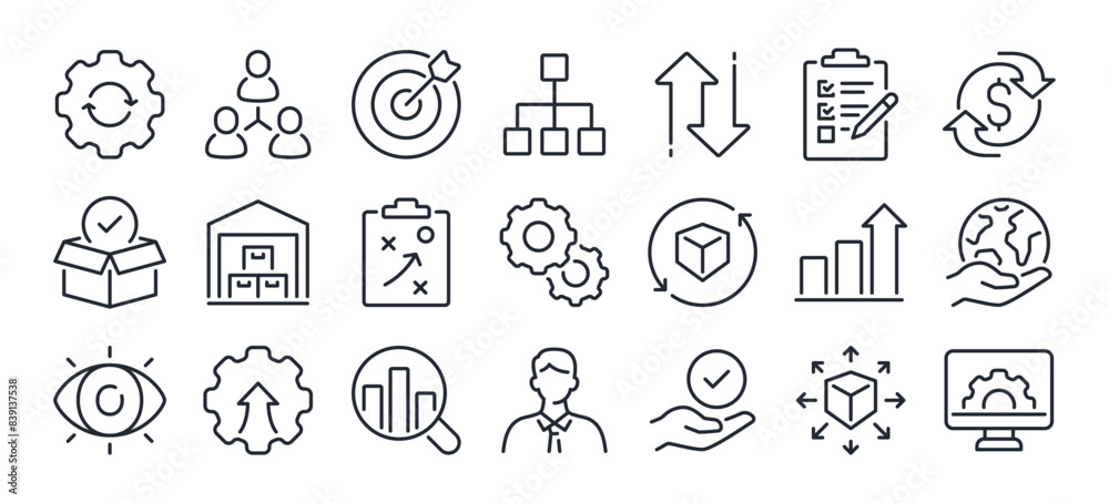 Poster Operation management and business administration editable stroke ...