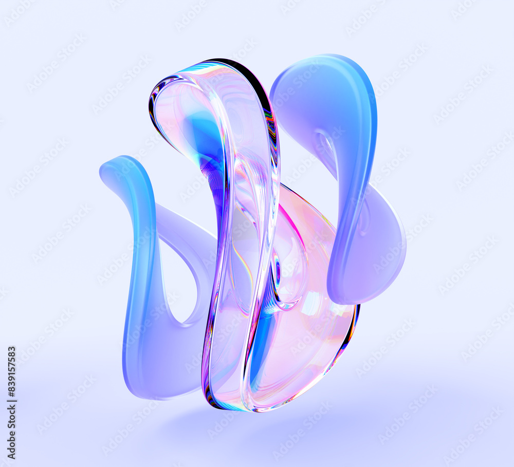 3d crystal light holographic glass figures in shape of infinity render ...