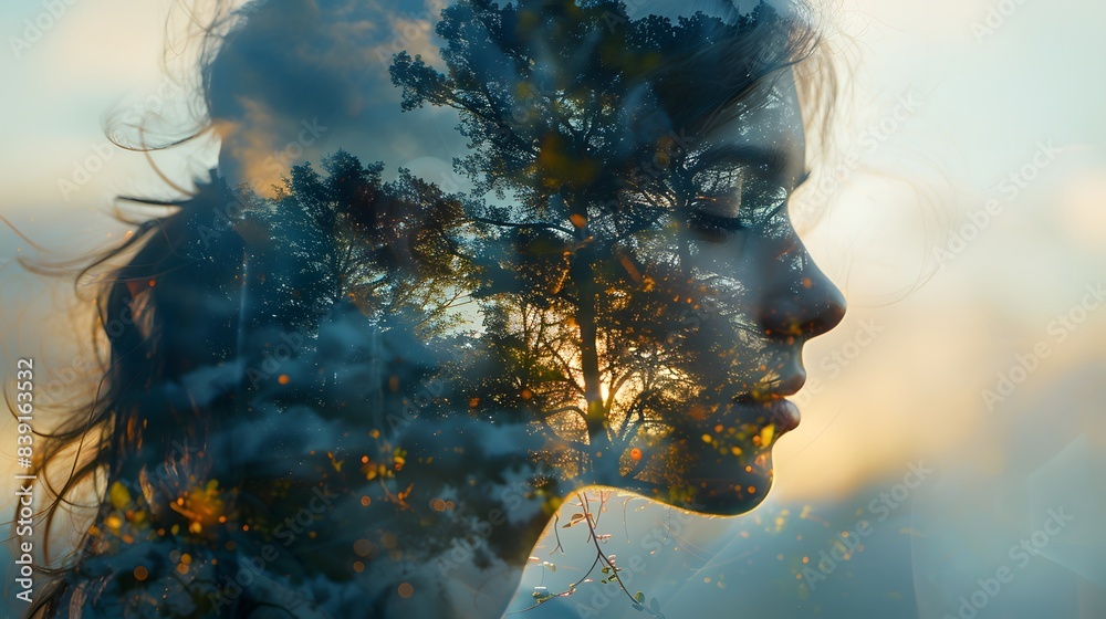 Intriguing double exposure image showcasing the ethereal connection ...