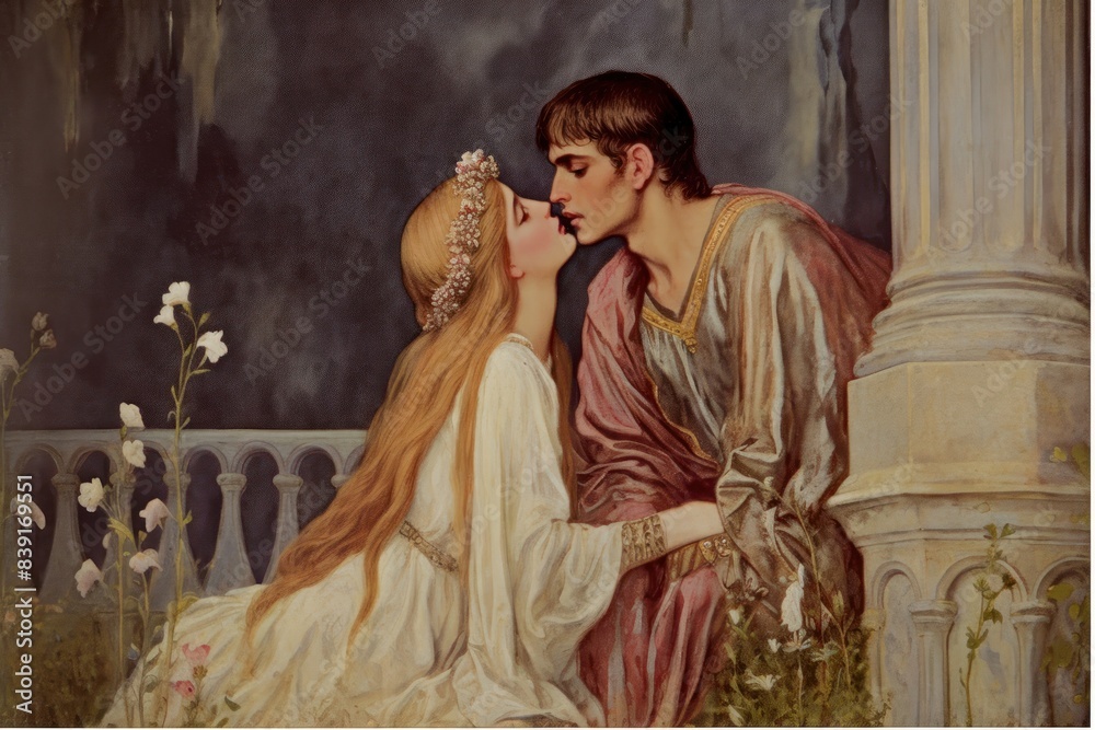 Romeo and juliet painting art adult. Stock Illustration | Adobe Stock