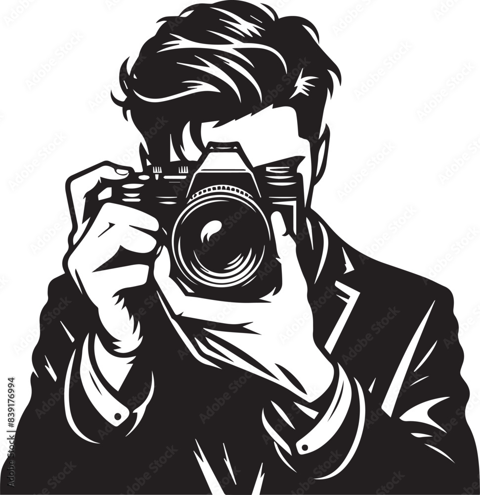 Photographer Vector Illustration Silhouette. Nature photographer flat ...