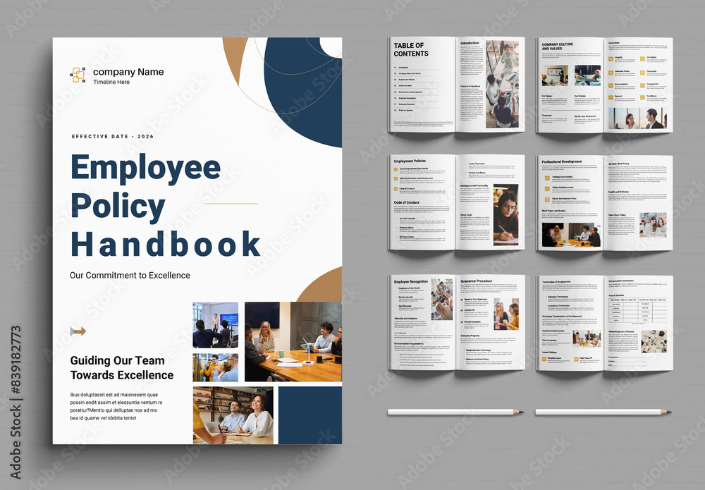 Employee Handbook Policy Template Stock Template | Adobe Stock