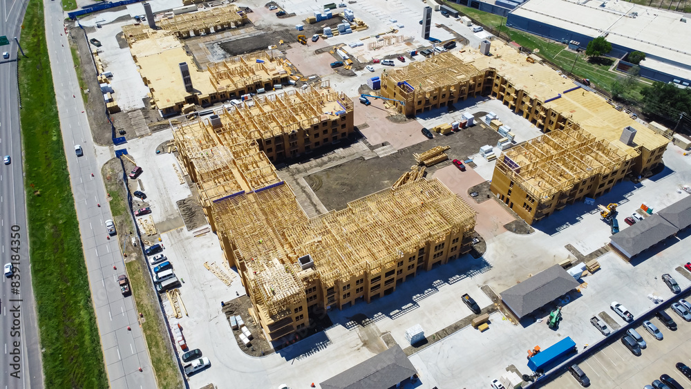 Apartment under construction near Interstate I-35E Stemmons Freeway ...