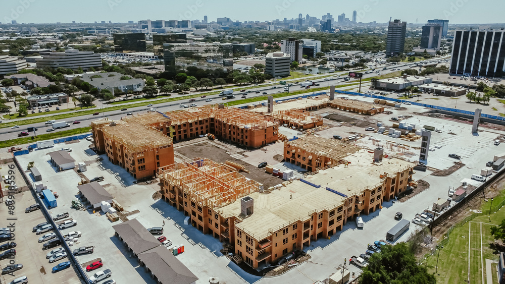 Love Field neighborhood apartment complex construction site with ...