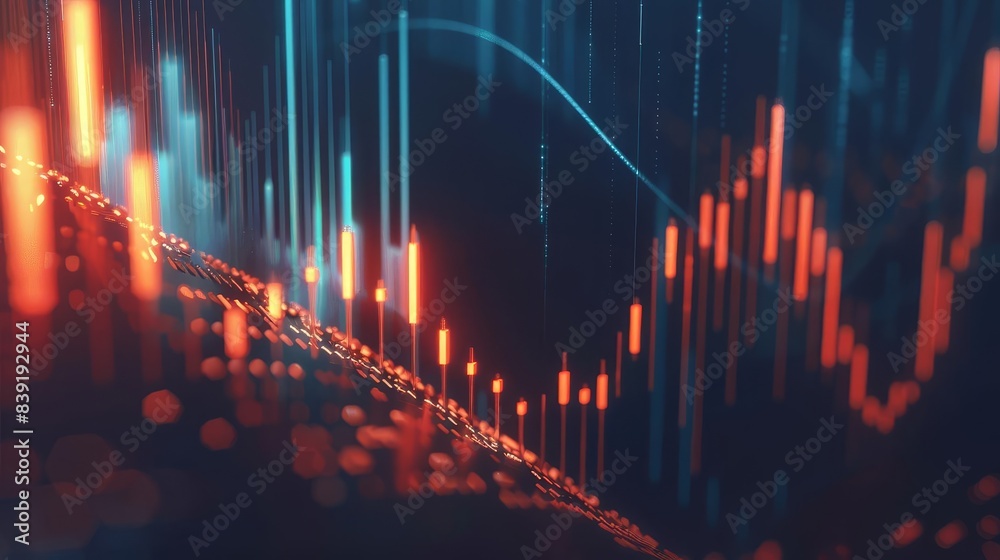 candlestick chart with trend curve stock market graph financial trading ...