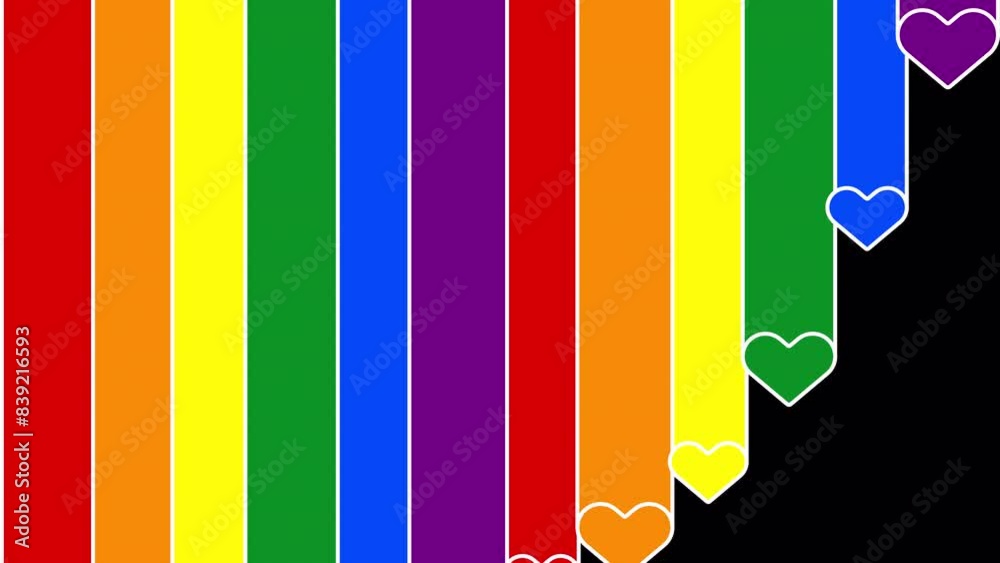 Rainbow heart transition motion graphic with alpha channel. Colorful ...