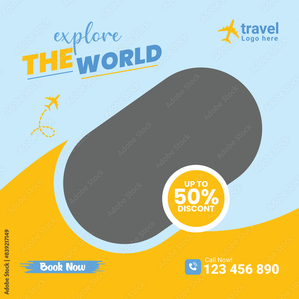 Travel Agency social media post template. Web banner, flyer or poster ...