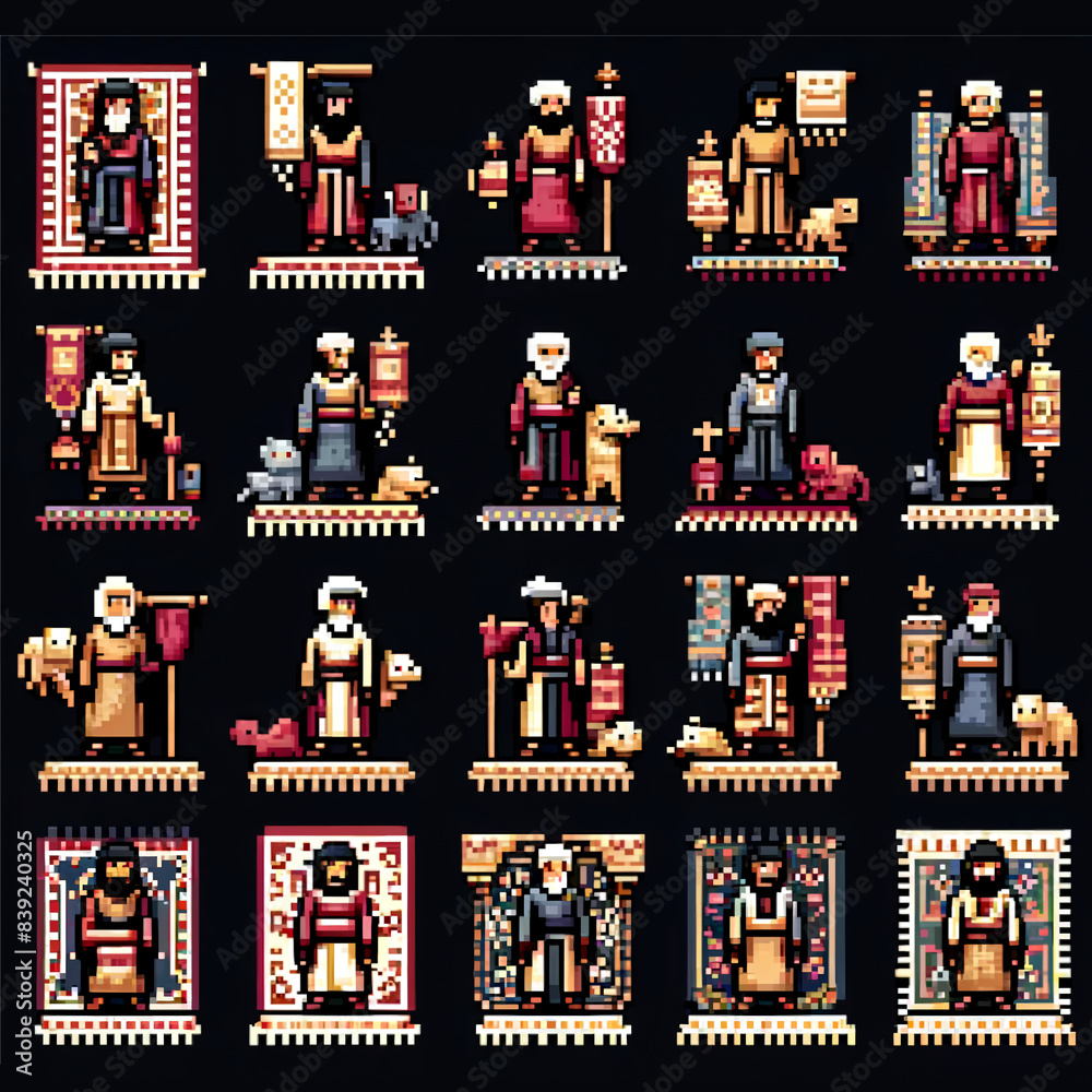 Pixel Art Medieval Characters Sprite Sheet Stock Illustration | Adobe Stock