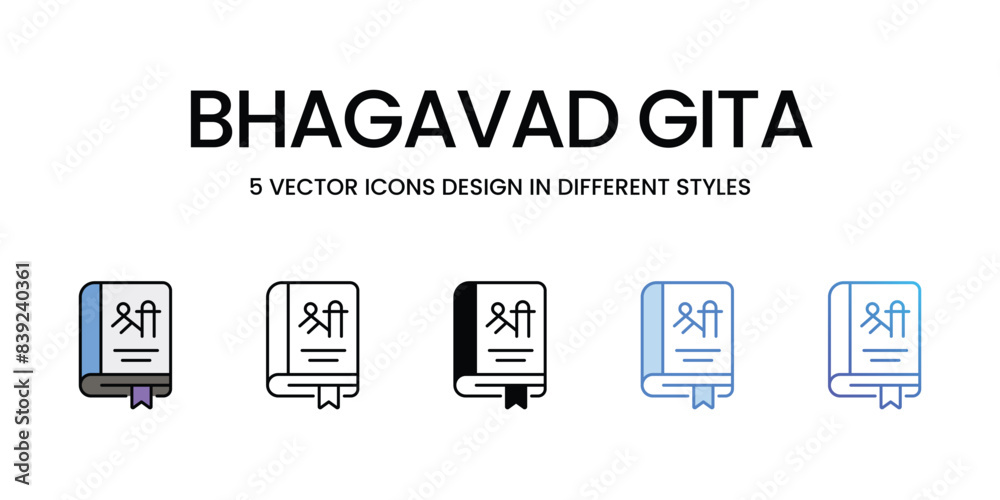 Bhagavad Gita icons vector set stock illustration. Stock Vector | Adobe ...