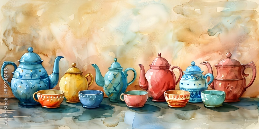 Watercolor clipart set featuring vintage tea party elements like ...
