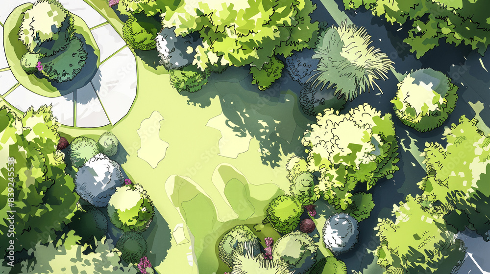 top view Abstract city landscape park design background with a place ...