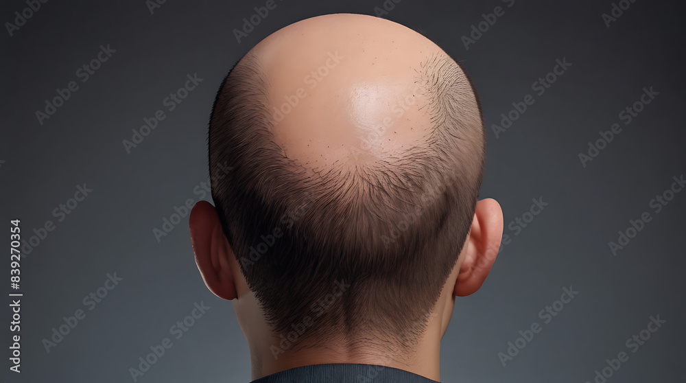 Rear view portrait of a men with an initial stage of man Baldness, bald ...