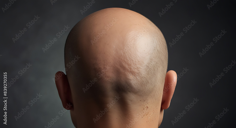 Rear view portrait of a men with an initial stage of man Baldness, bald ...