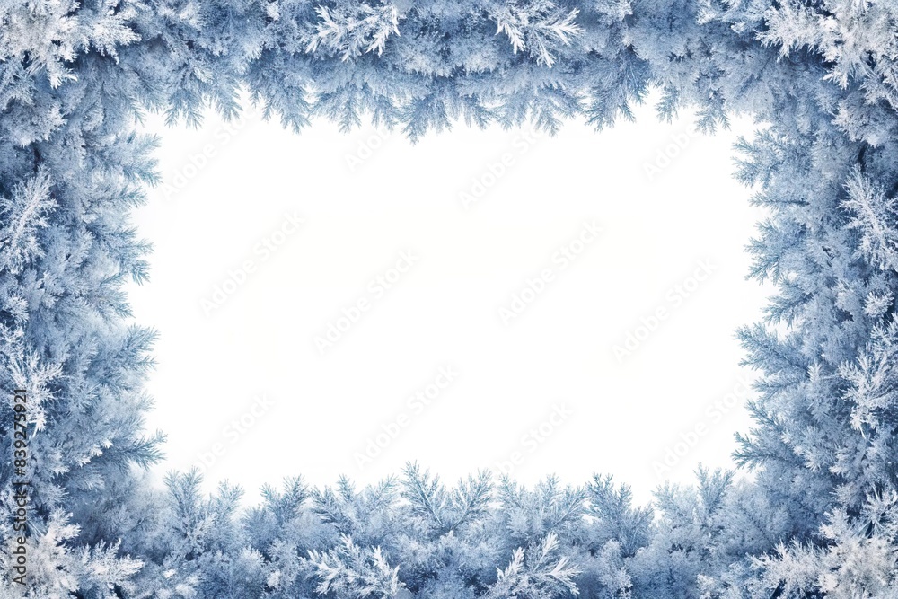frozen ice covered frame border background with blank white space Stock ...
