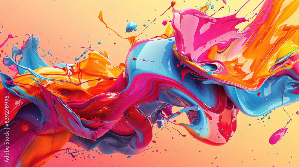 Dynamic abstract shapes representing the creative process in vibrant ...