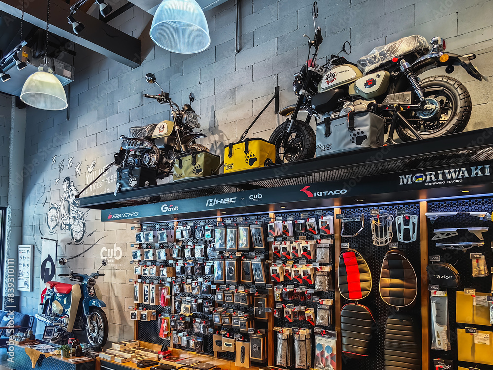 NAKHON PATHOM,THAILAND-MARCH 30, 2024: Interior view of Honda Super Cub ...