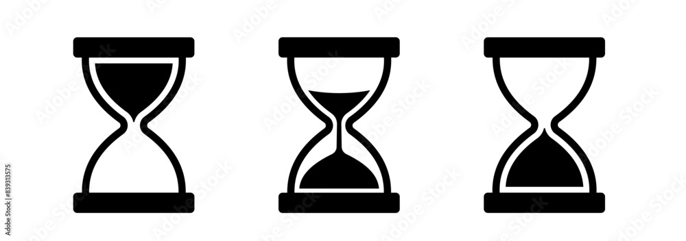 Sand watch icon set. Hourglass symbol. Flat vector illustration ...