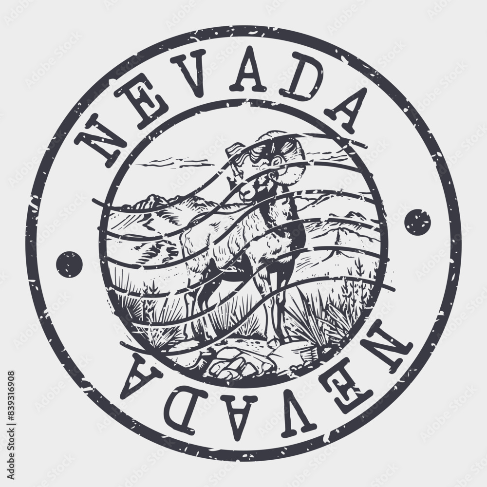 Nevada Stamp Postal. Silhouette Seal. Passport Round Design. Vector ...