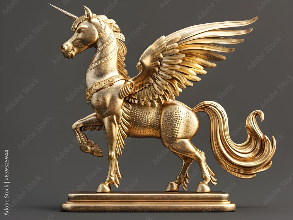 Golden Mythical Creature Statue Symbolizing Magic and Wonder Stock ...