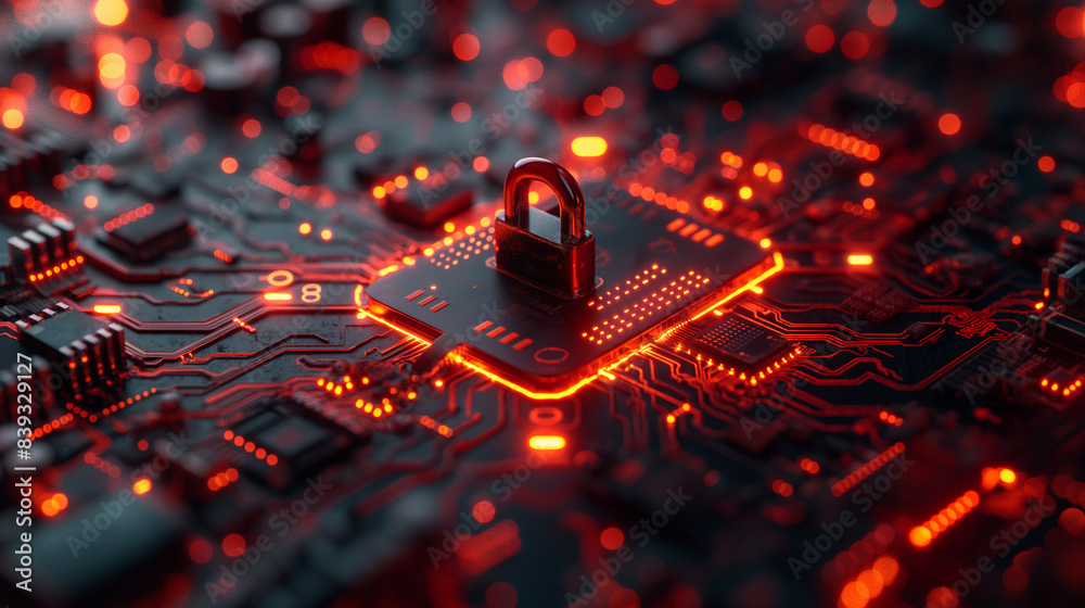 Hardware security and data safety concept. Digital lock with central ...