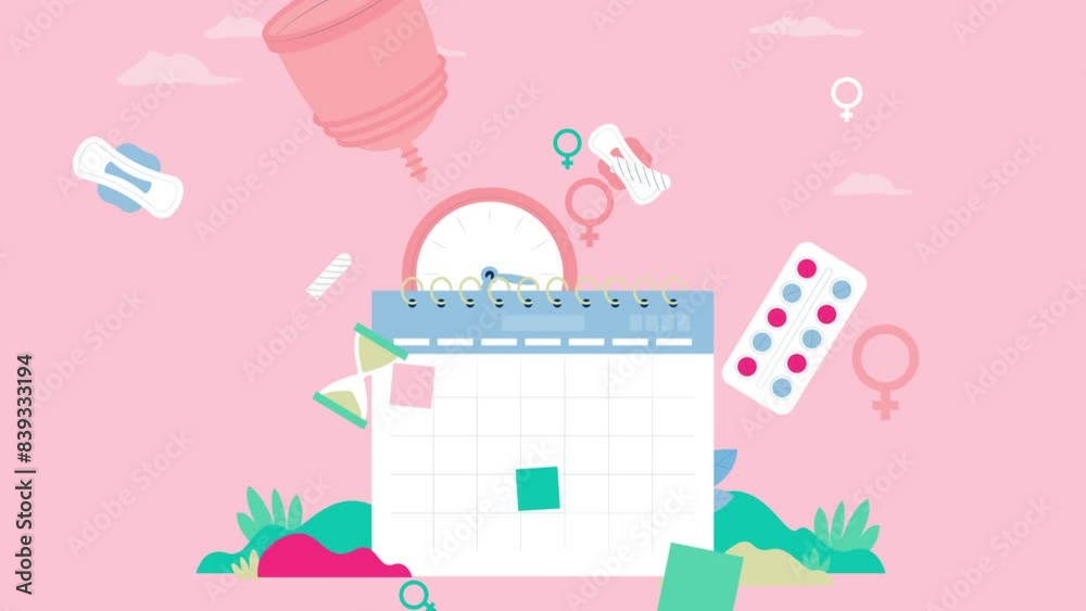 Menstrual cycle, hygiene products. Calendar with marks critical days ...