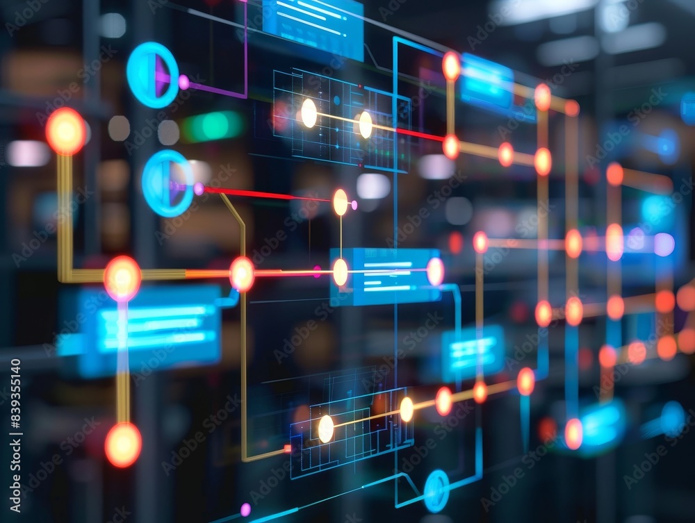 Interactive flowcharts for digital business process mapping, close up ... Interactive flowcharts for digital business process mapping, close up ...