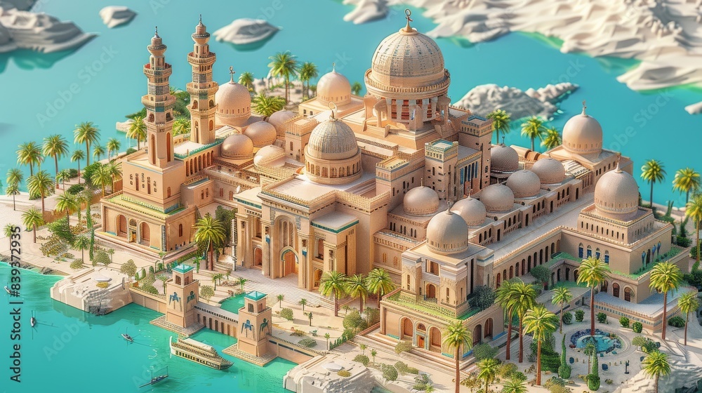 Beautiful 3D render of Egypt's iconic landmarks in cute isometric style ...