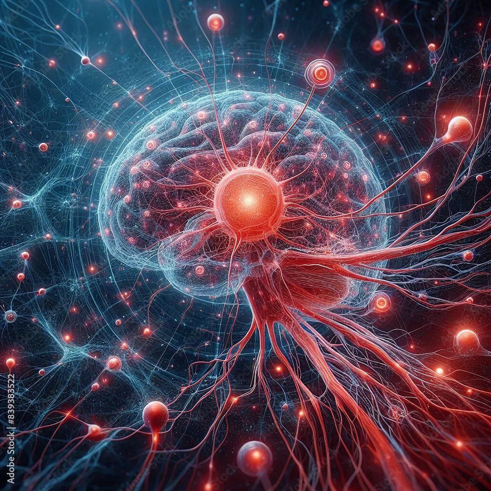 3D of rendering of the nervous system and the nervous system in the ...