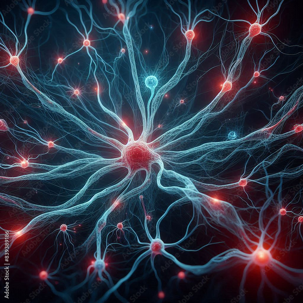 3D of rendering of the nervous system and the nervous system in the ...